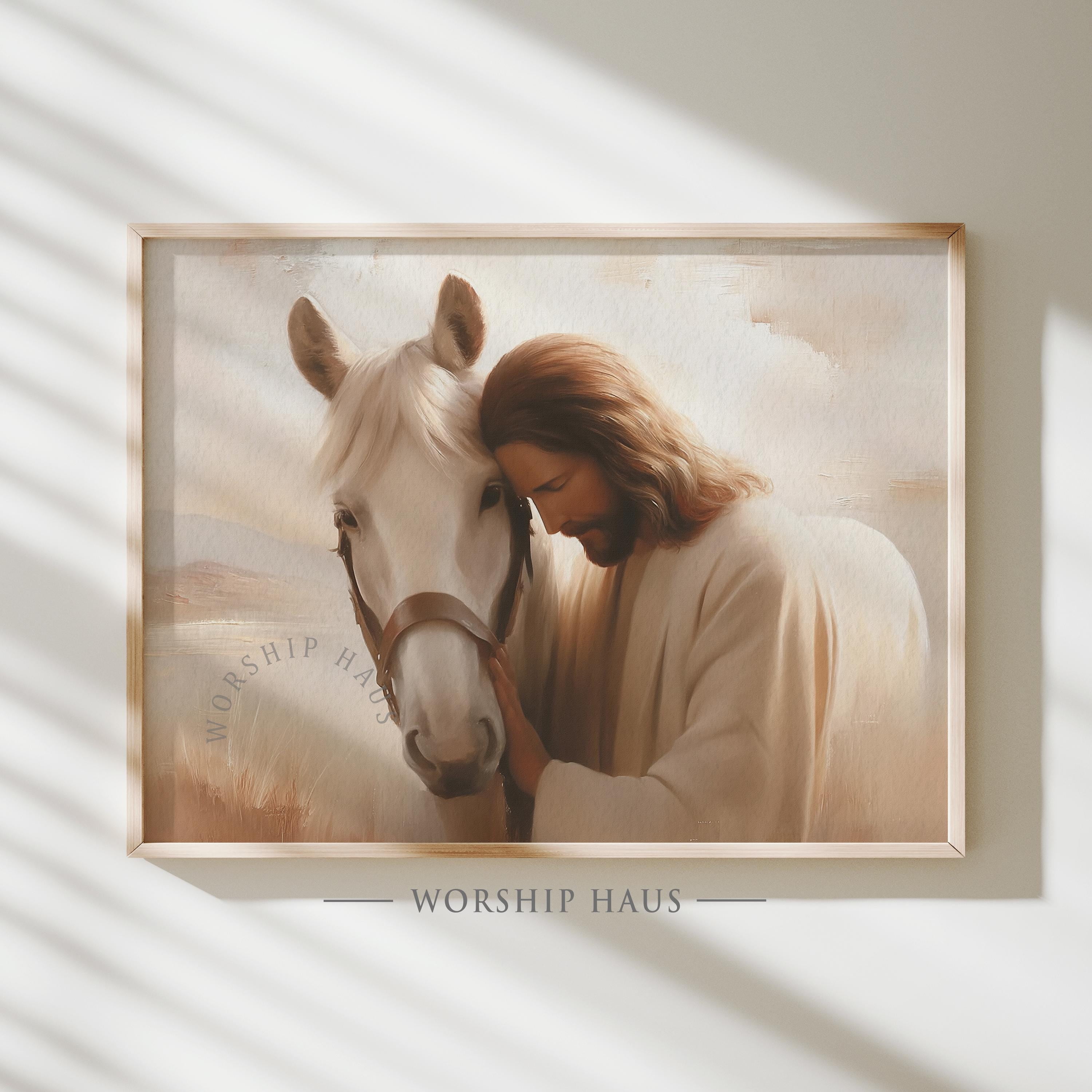 Jesus Carrying Sheep Through Meadow Christian Wall Art Print Savior As ...