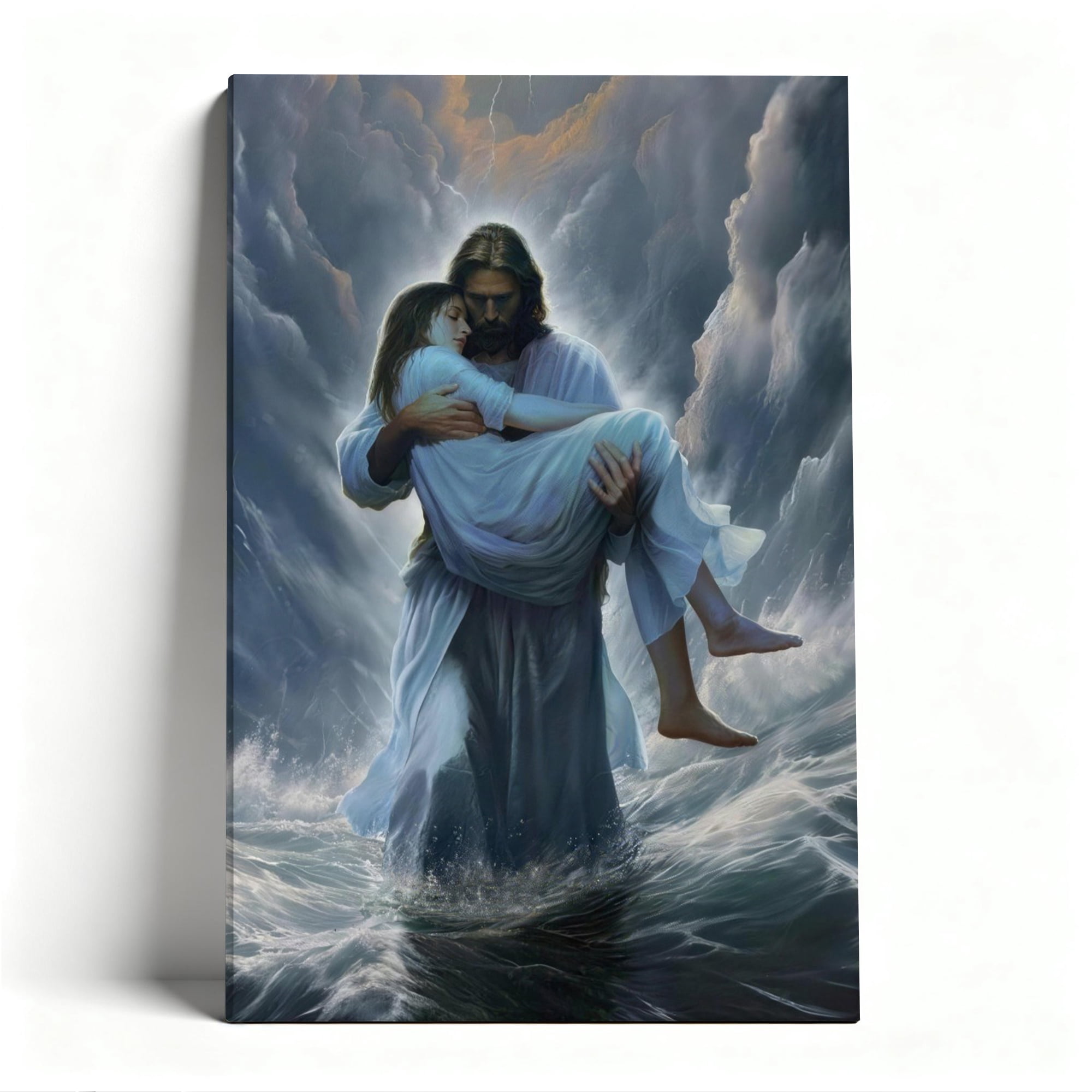 Jesus Carrying the Believer Canvas Wall Art, Inspirational Christian ...