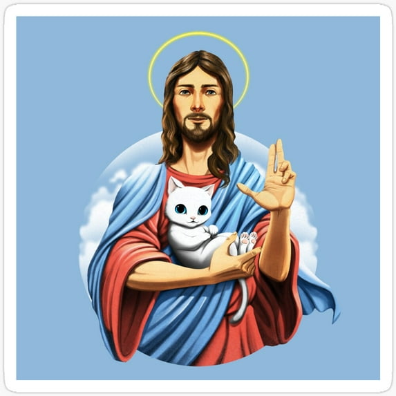 Jesus Cat Sticker Phone Decal Water Bottle Stickers Car Decals, Laptop ...