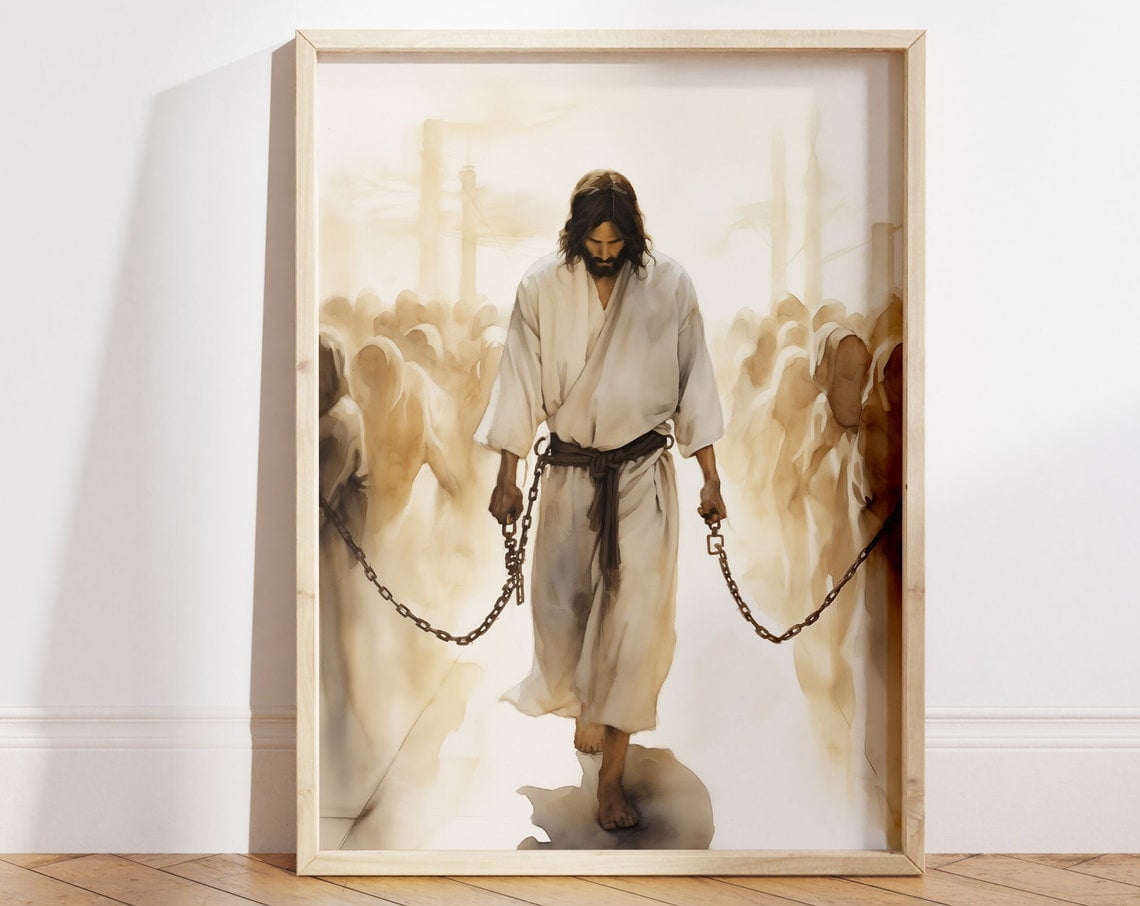Jesus In Chains Poster By Wallency - Watercolor Wall Art, The ...