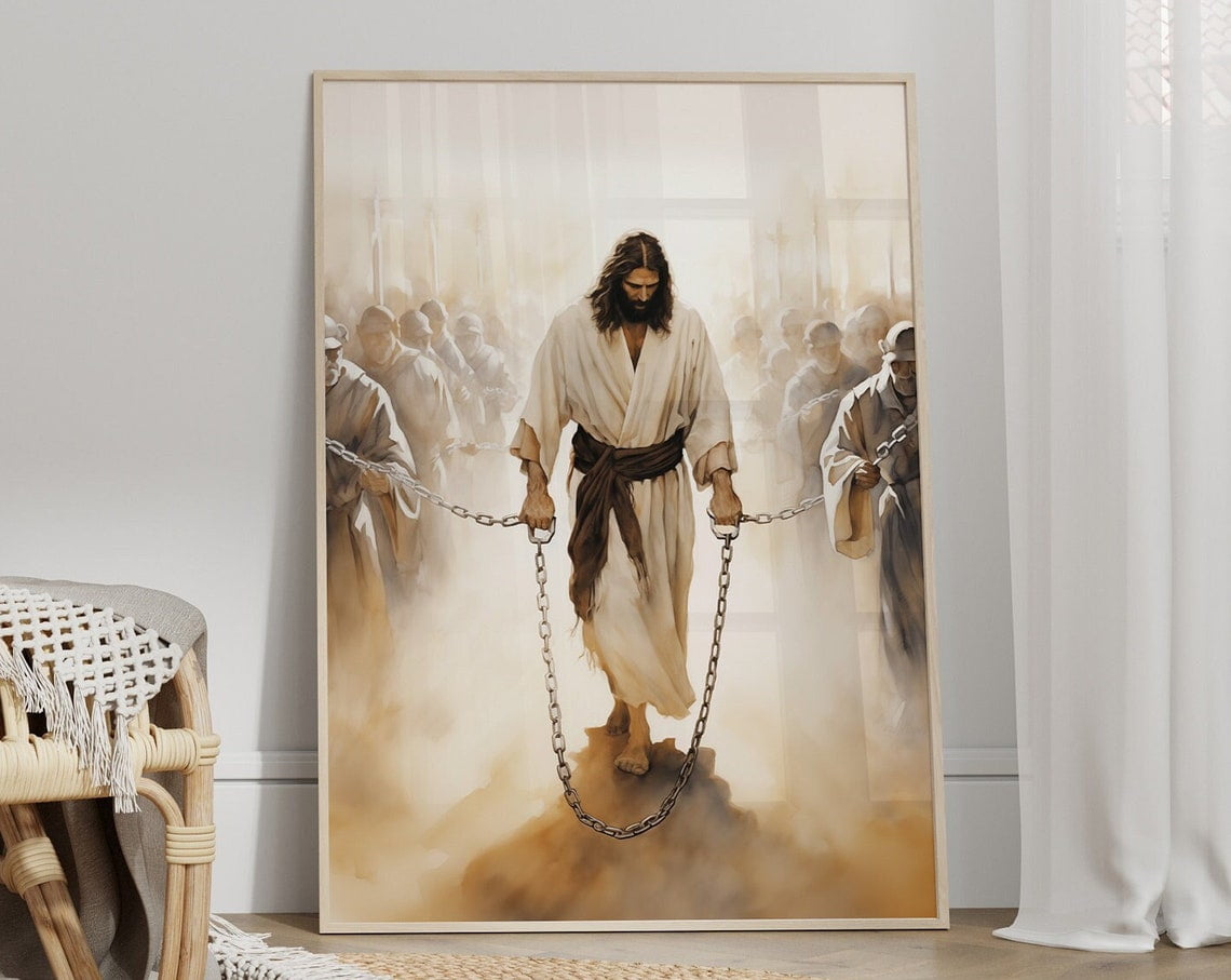 Jesus In Chains Poster By Wallency - Watercolor Wall Art, The ...