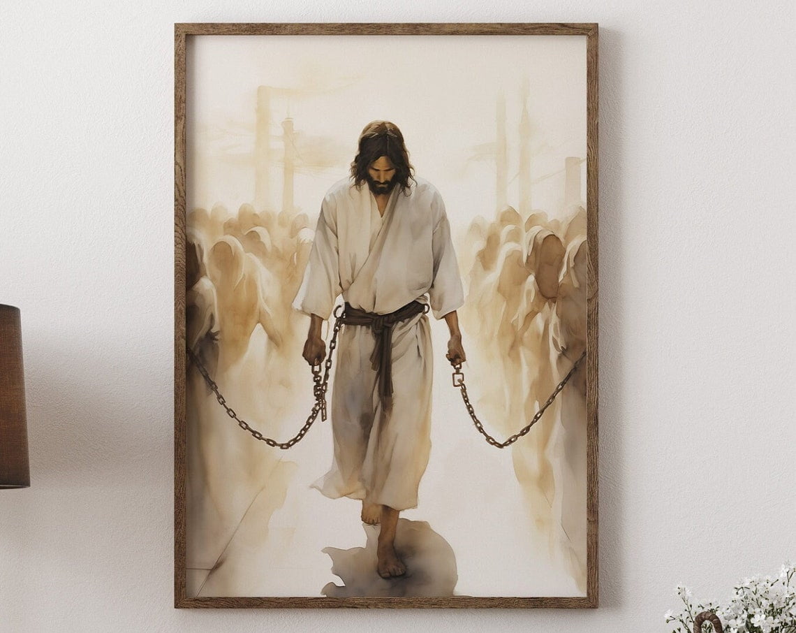 Jesus In Chains Poster By Wallency - Watercolor Wall Art, The ...