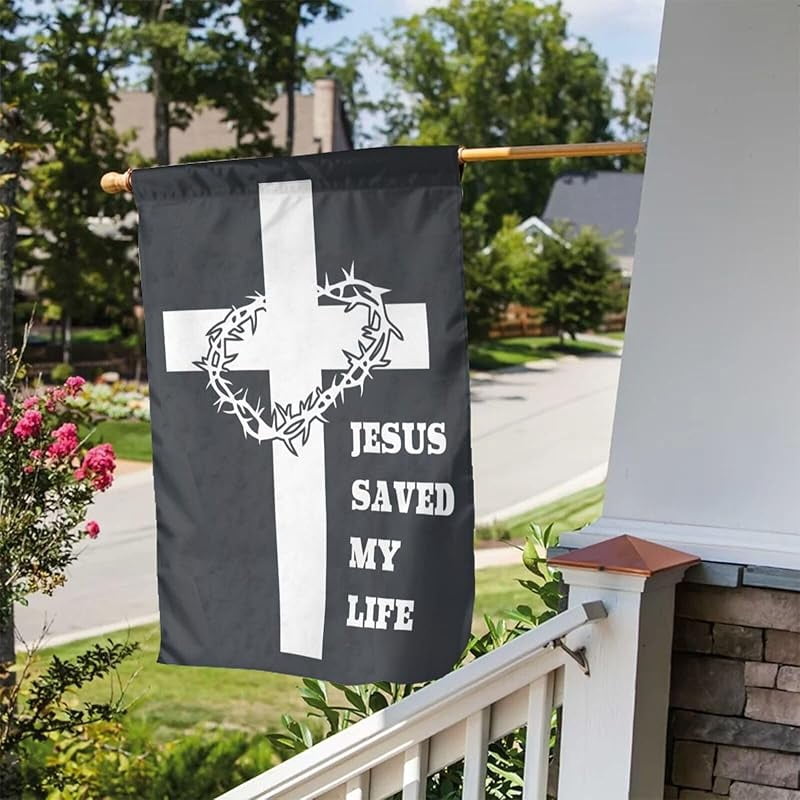 Jesus Changed My Life Christian Cross Garden Flag 12 x 18 inches ...