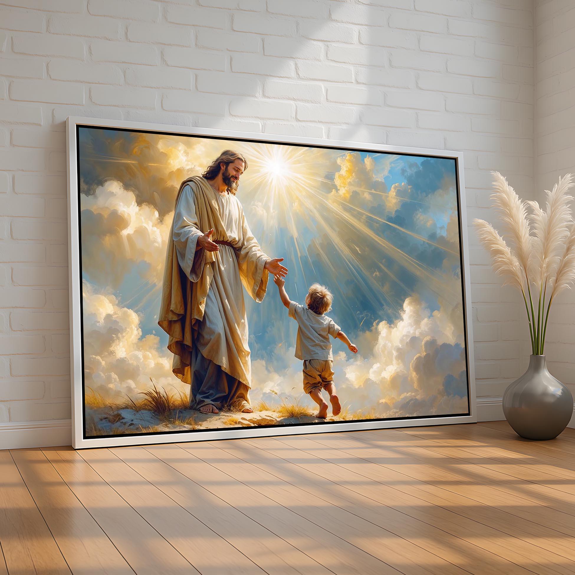 Jesus With Child In Heaven | Heartwarming Christian Wall Art | Faith ...