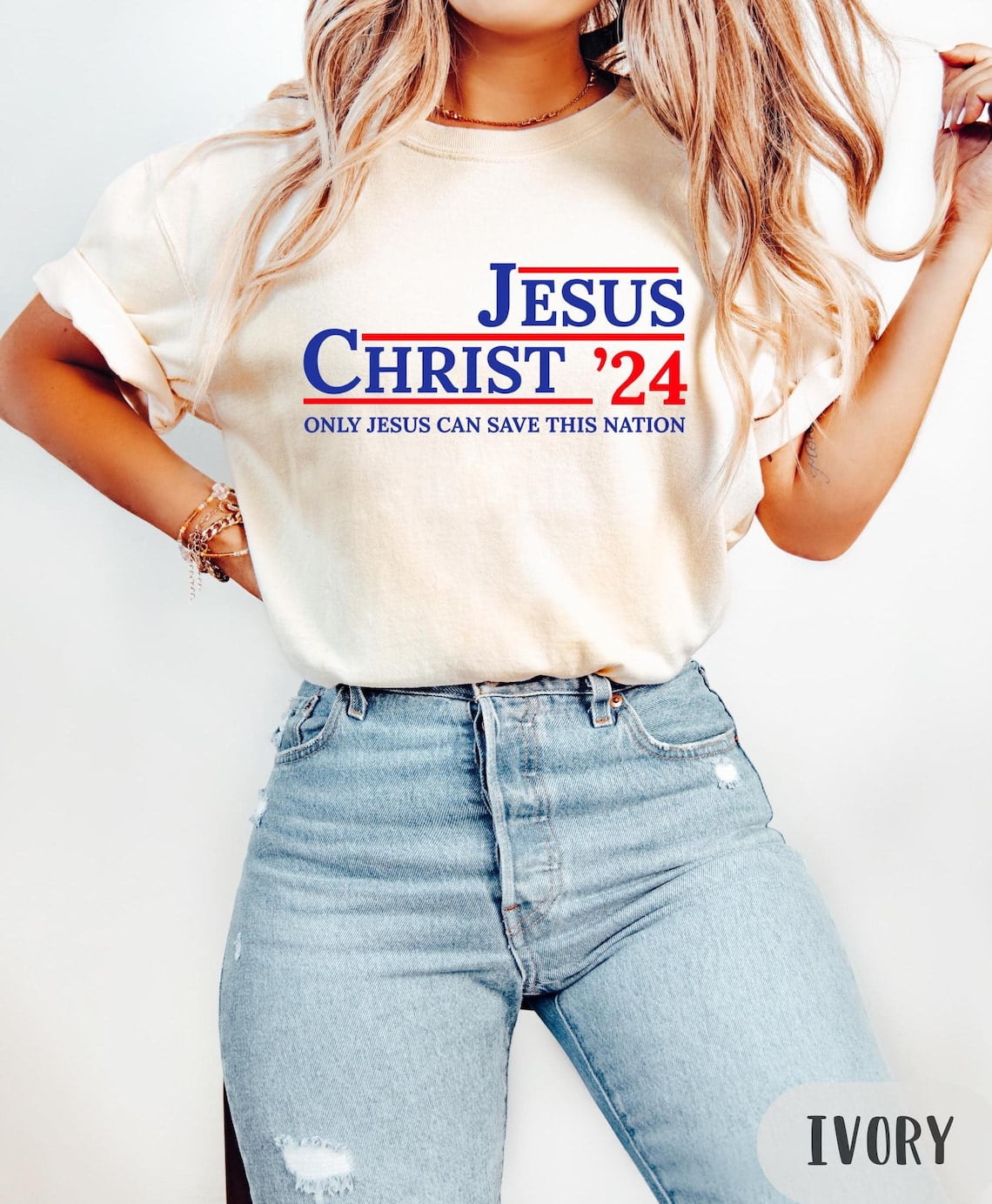 Jesus Christ 2024 T-Shirt, Only Jesus Can Save This Nation Tee ...