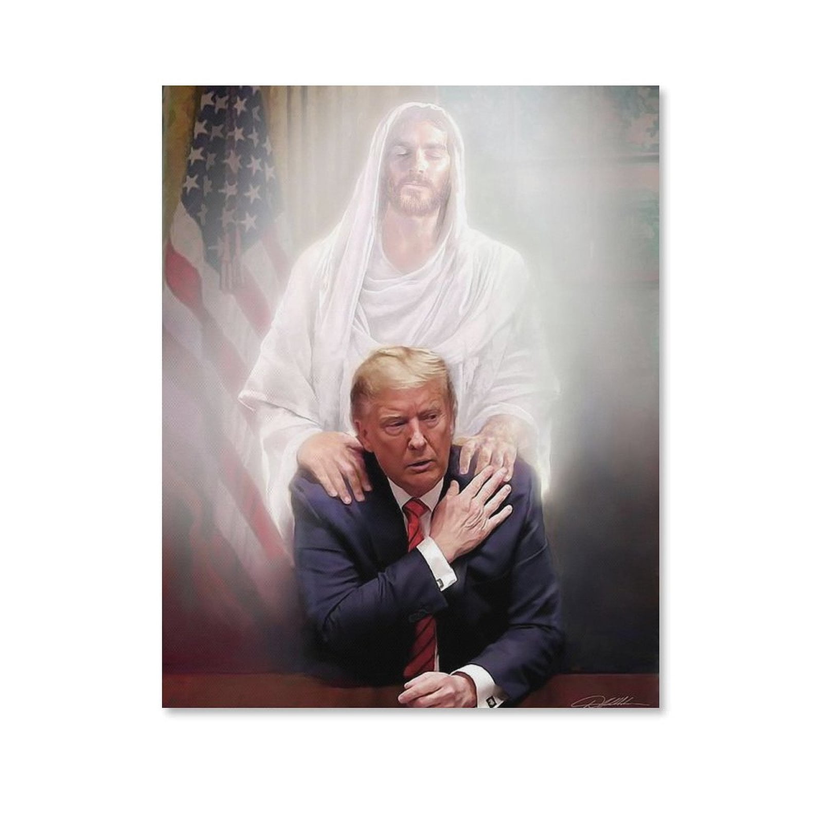 Jesus Christ And Donald Trump Poster Canvas Painting Creativity Poster ...