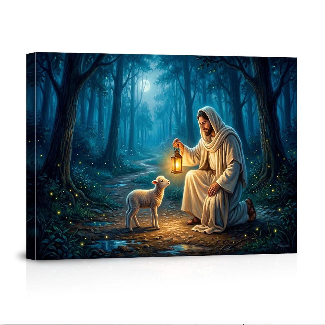 Jesus Christ And Lamb Serene Forest Christian Faith Gentle Shepherd ...