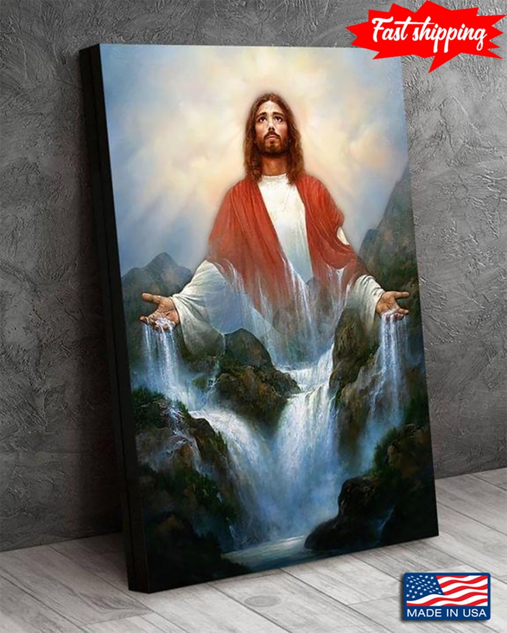 Jesus Christ And Waterfall 11 x 17 Inch Poster - Walmart.com
