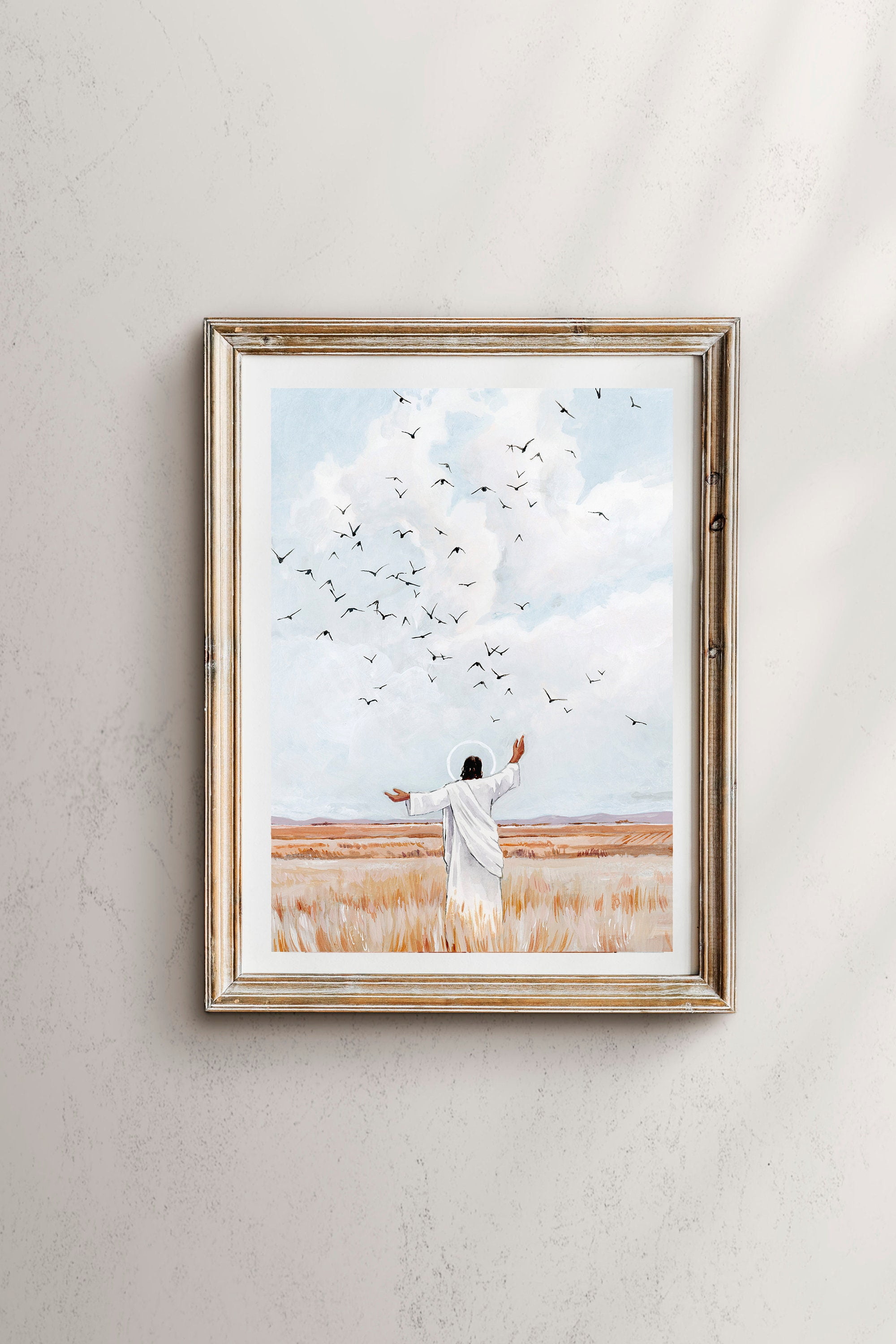 Jesus Christ Art Print: Comfort In The Rain Warm Present Vintage ...