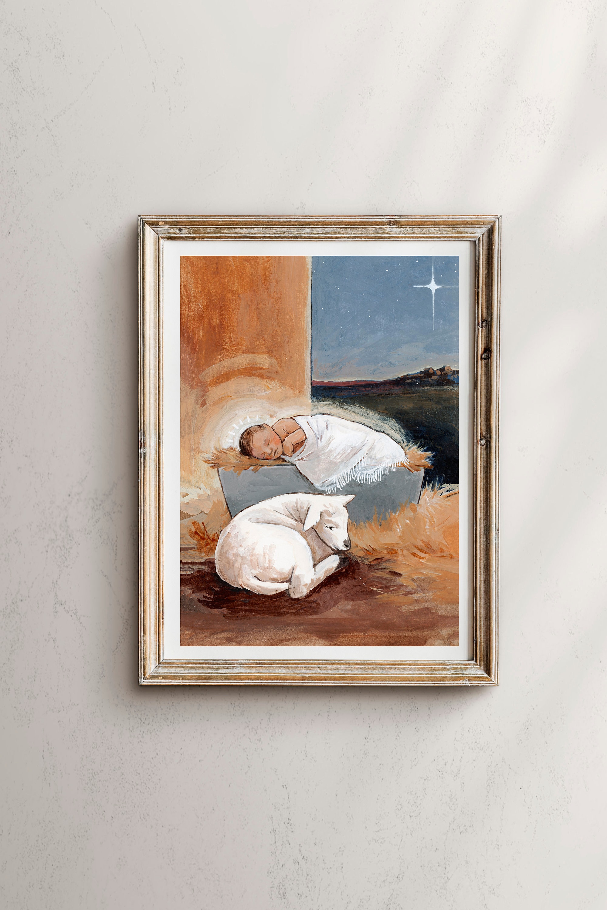 Jesus Christ Art Print: Emotional Prayer Warm Present Vintage UNFRAMED ...
