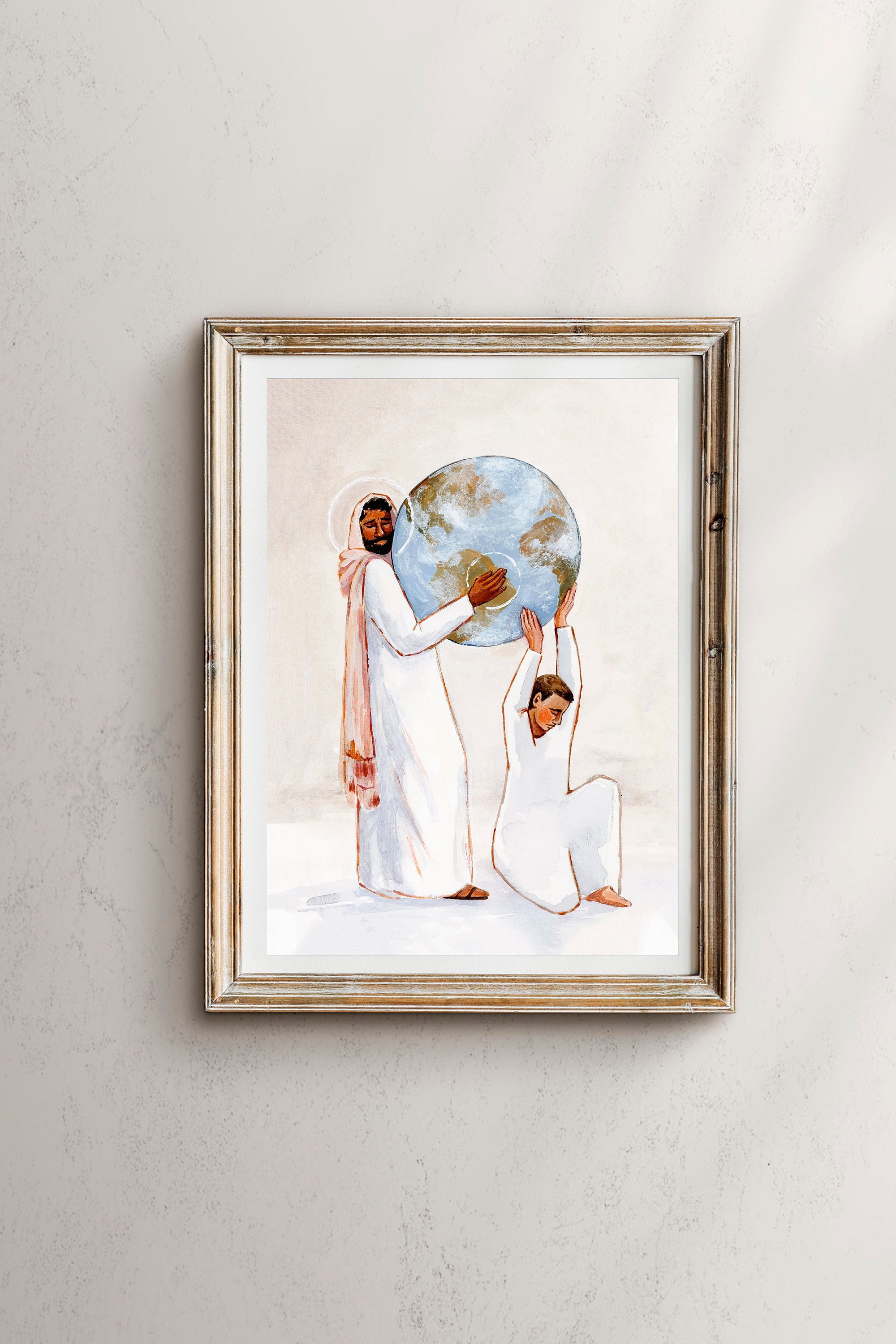 Jesus Christ Art Print: Strength Beyond My Own, Christ Holding World ...