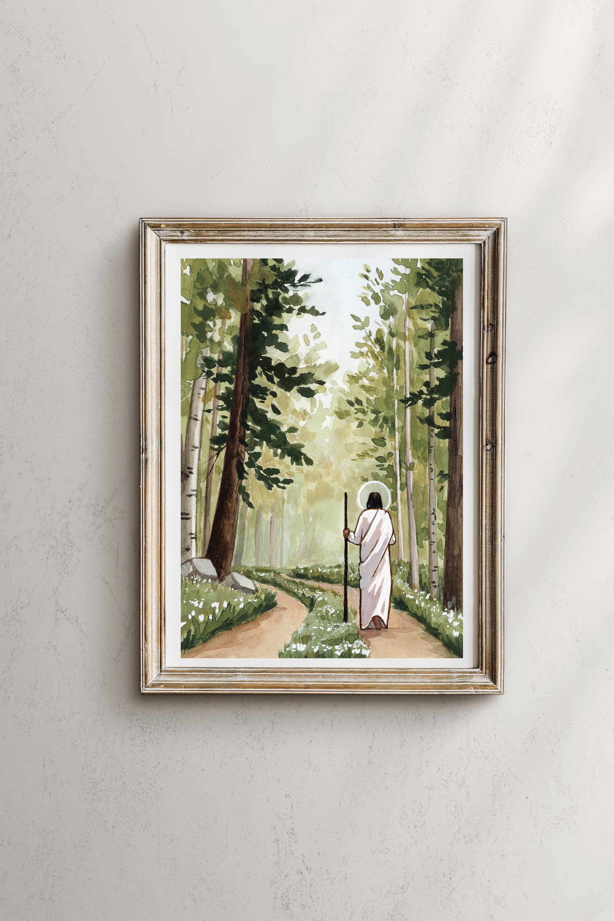 Jesus Christ Art Print: Summer Forest Landscape Warm Present Vintage ...