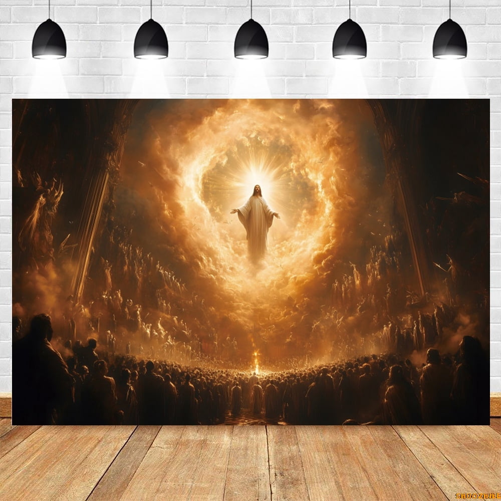 Jesus Christ Ascding in Heav Backdrop Believer Clouds Christmas Divine ...