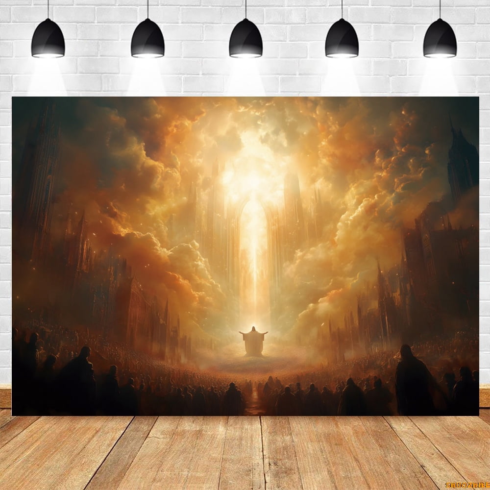 Jesus Christ Ascding in Heav Backdrop Believer Clouds Christmas Divine ...