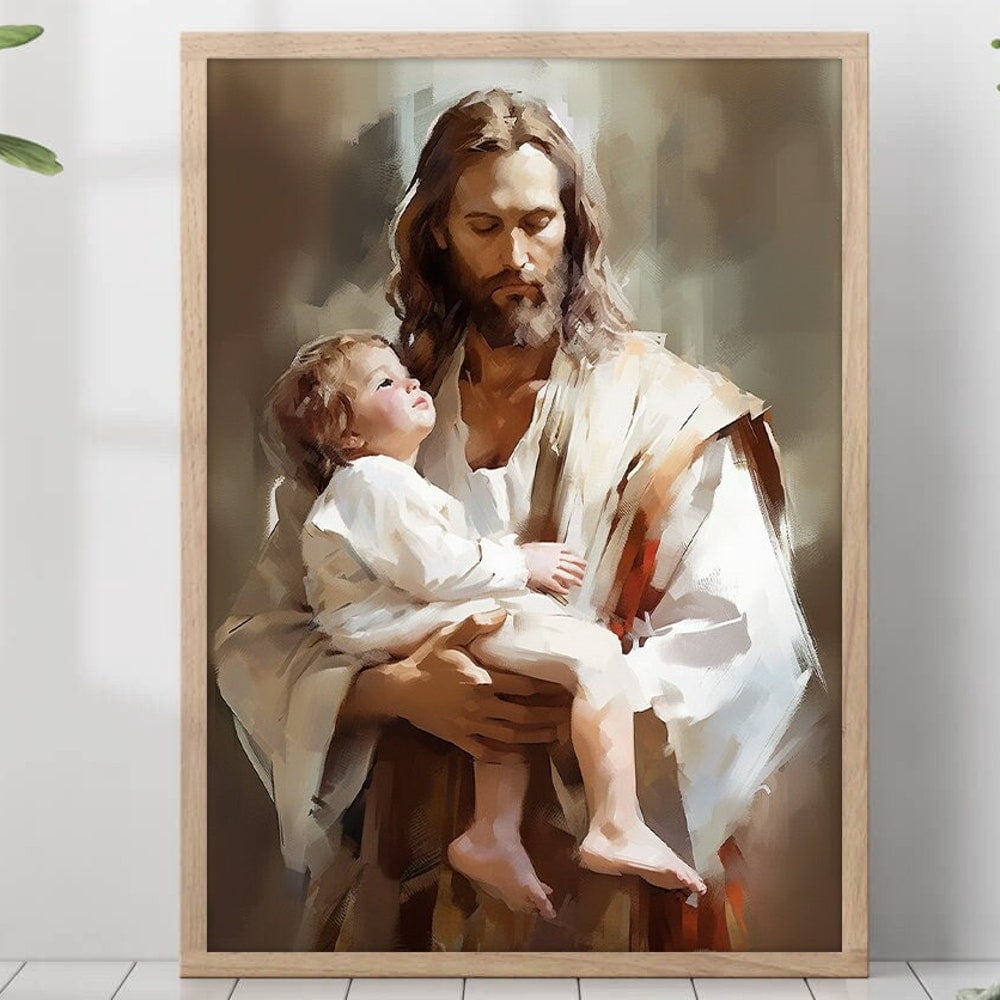 Jesus Christ Boy Child Kid Painting Print Christ'S Embrace Wall Art ...