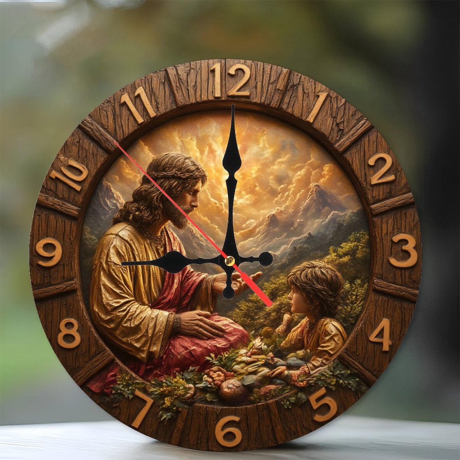 Jesus Christ Child Wall Clock Religious Art Decor 10-Inch Silent Wooden ...