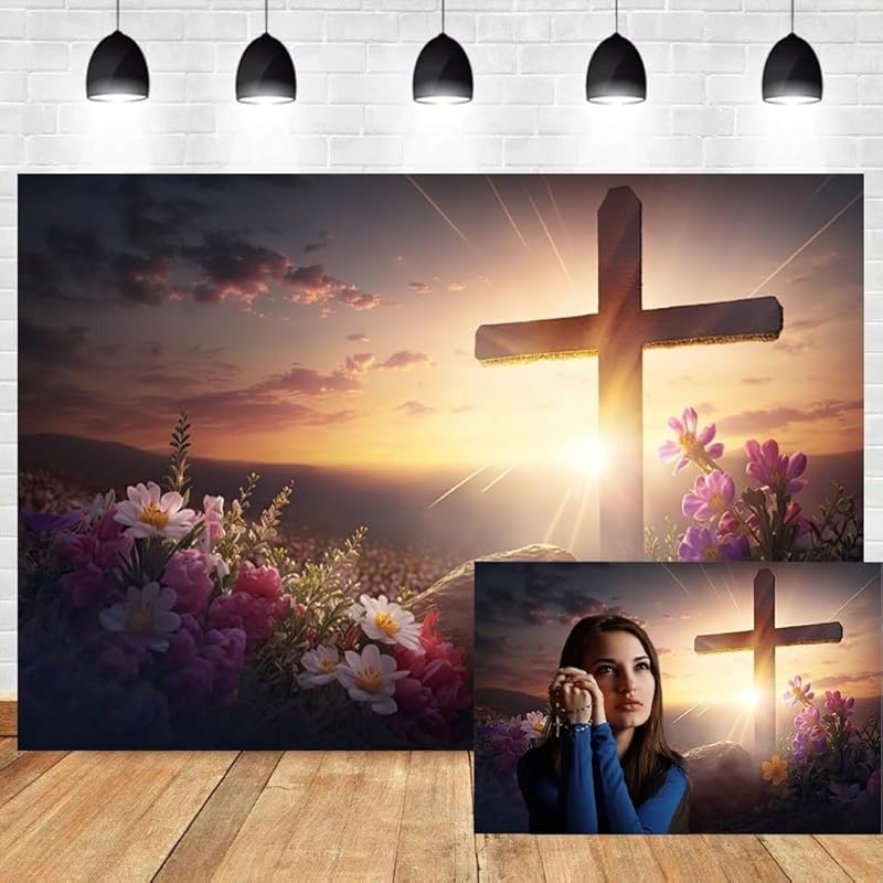 Jesus Christ Cross Backdrop Colordul Floral Flower Christian Cross Holy ...
