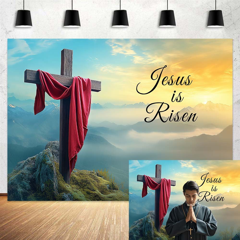 Jesus Christ Cross Backdrop He is Risen Cross on The Mountain Top ...
