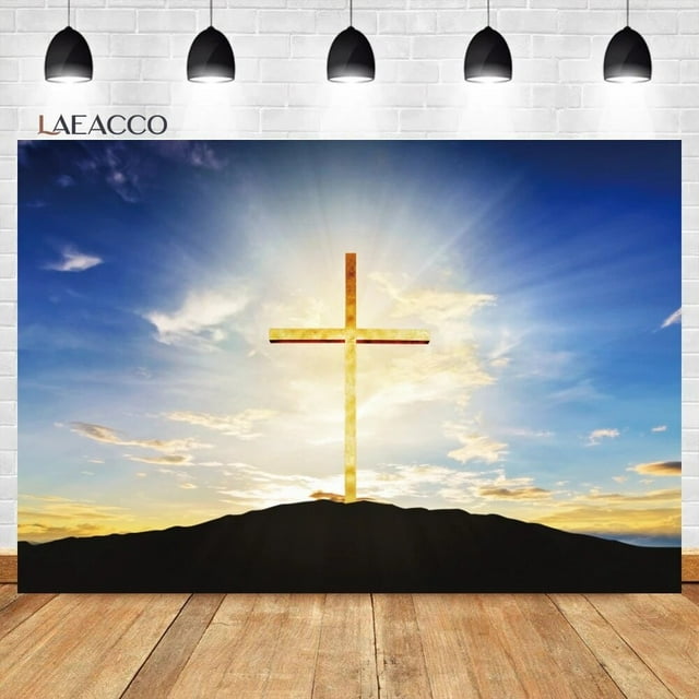 Jesus Christ Cross Backdrop Holy Light Beams Dove Peace Symbolic Church ...