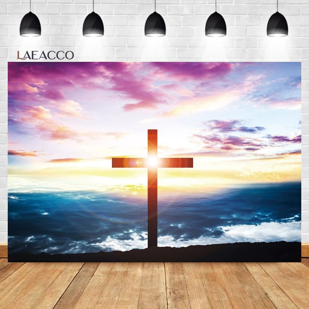 Jesus Christ Cross Backdrop Holy Light Beams Dove Peace Symbolic Church ...