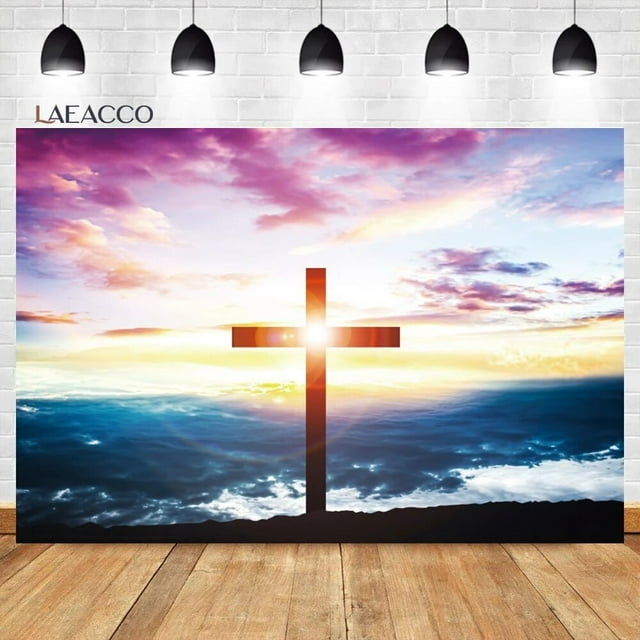 Jesus Christ Cross Backdrop Holy Light Beams Dove Peace Symbolic Church ...