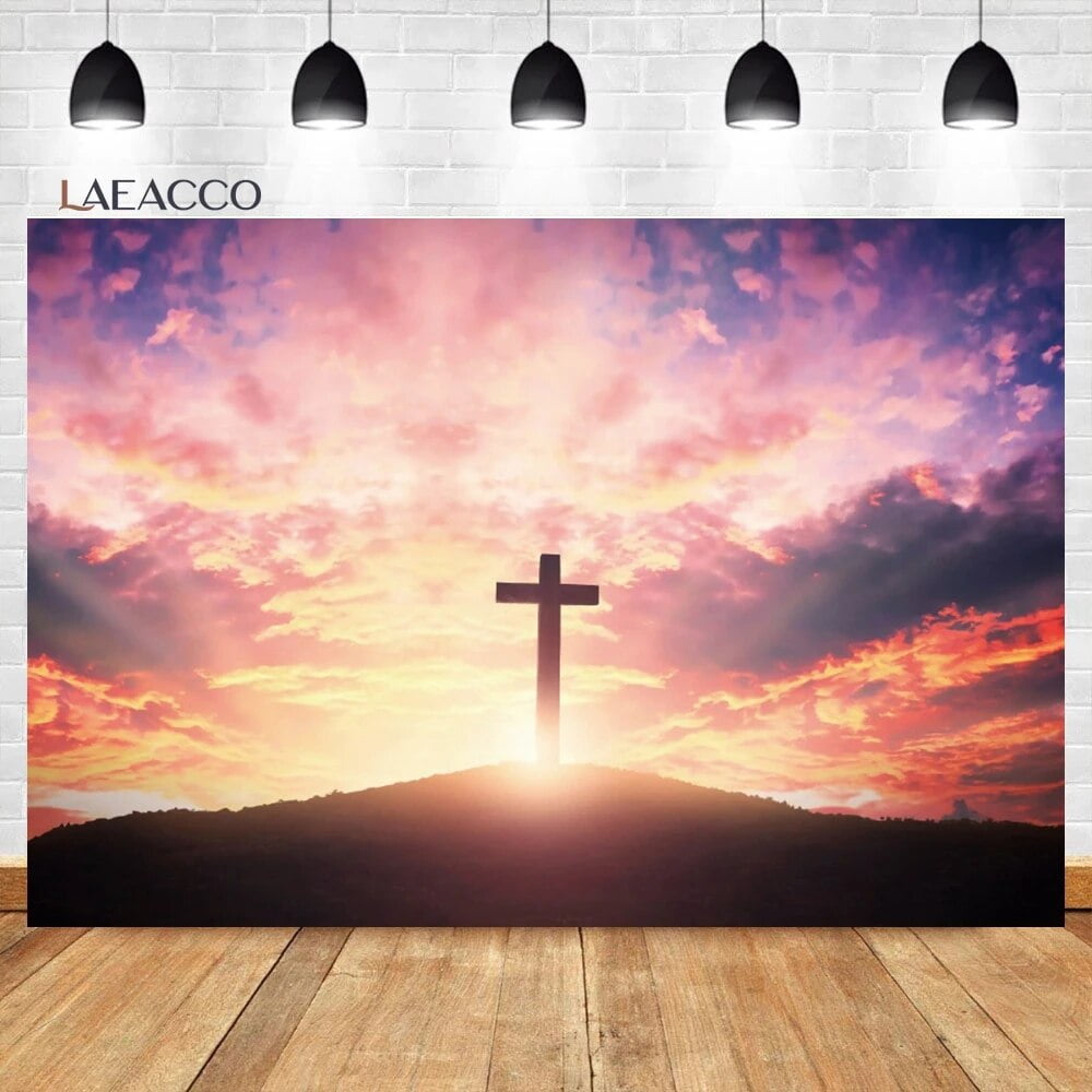 Jesus Christ Cross Backdrop Holy Light Beams Dove Peace Symbolic Church ...