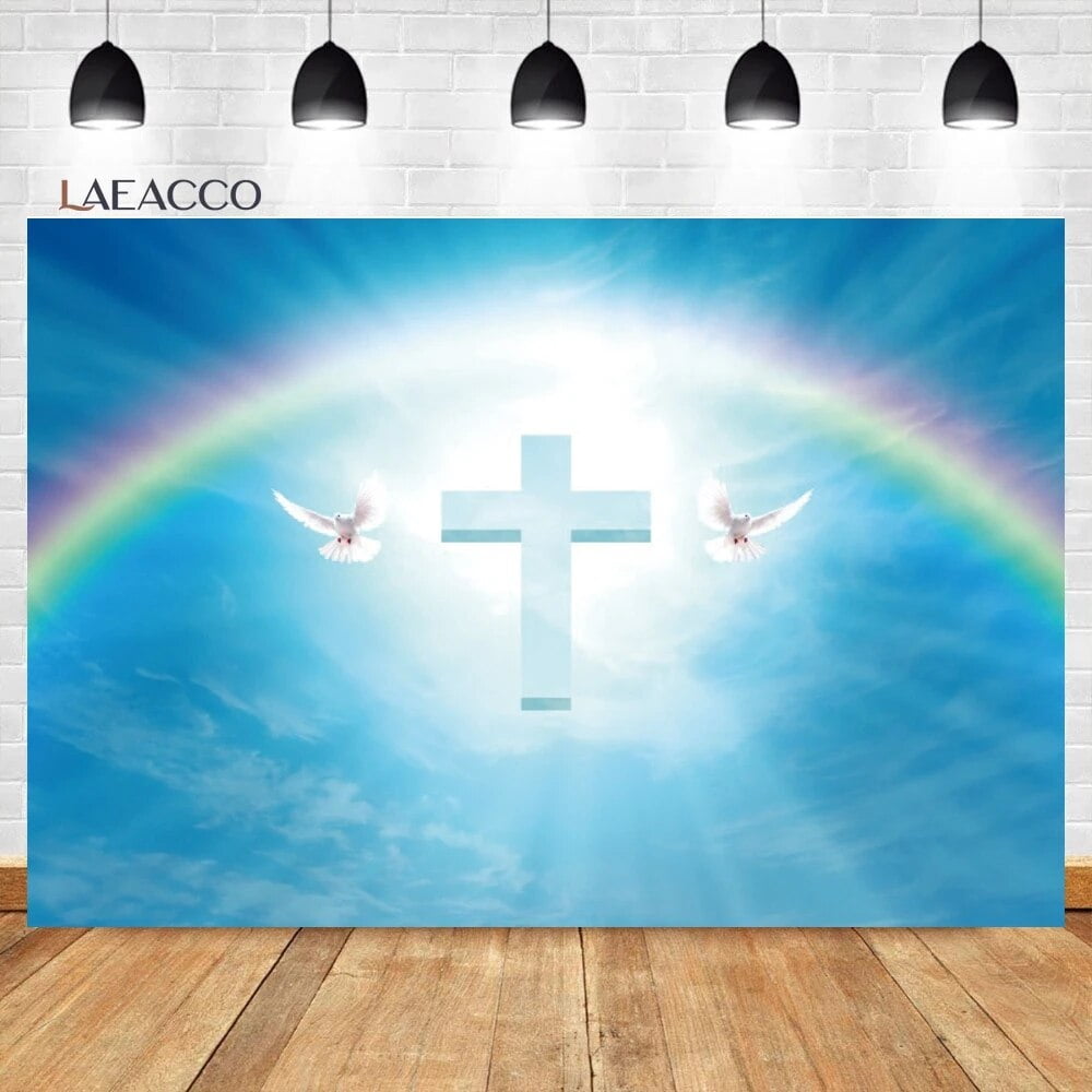 Jesus Christ Cross Backdrop Holy Light Beams Dove Peace Symbolic Church ...