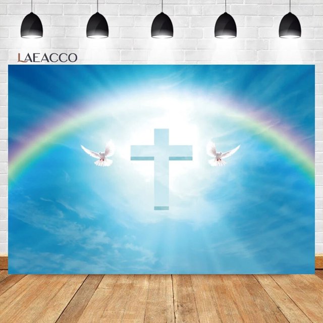 Jesus Christ Cross Backdrop Holy Light Beams Dove Peace Symbolic Church ...