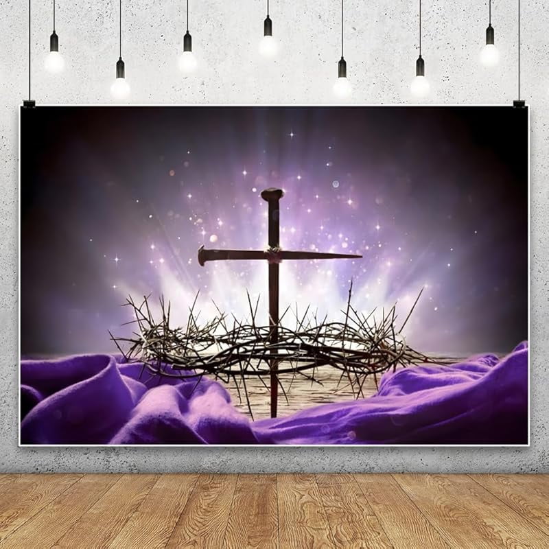 Jesus Christ Cross Backdrop Holy Light Easter He is Risen Easter ...