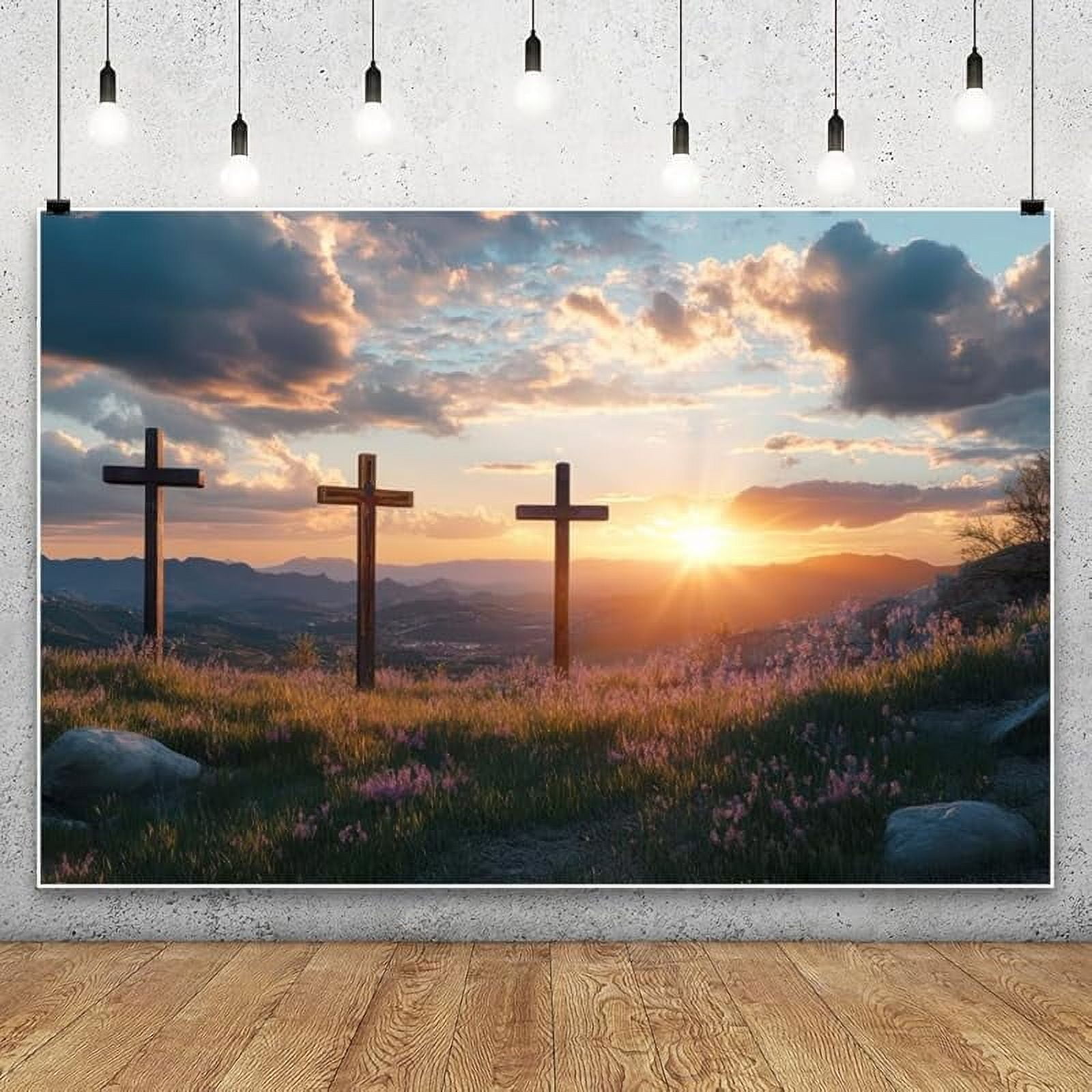 Jesus Christ Cross Backdrop Holy Light Easter He is Risen Easter ...