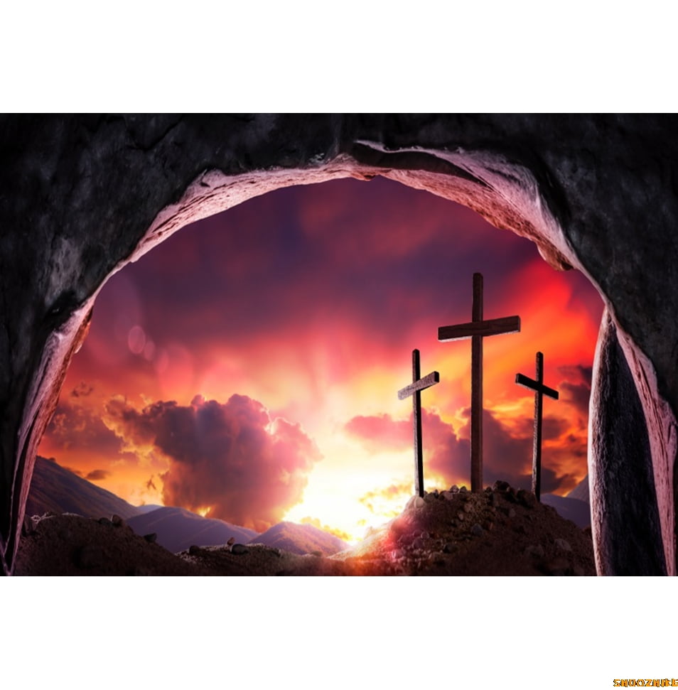 Jesus Christ Cross Backdrop Sunrise Sunset Mountain Crucifix Pray ...