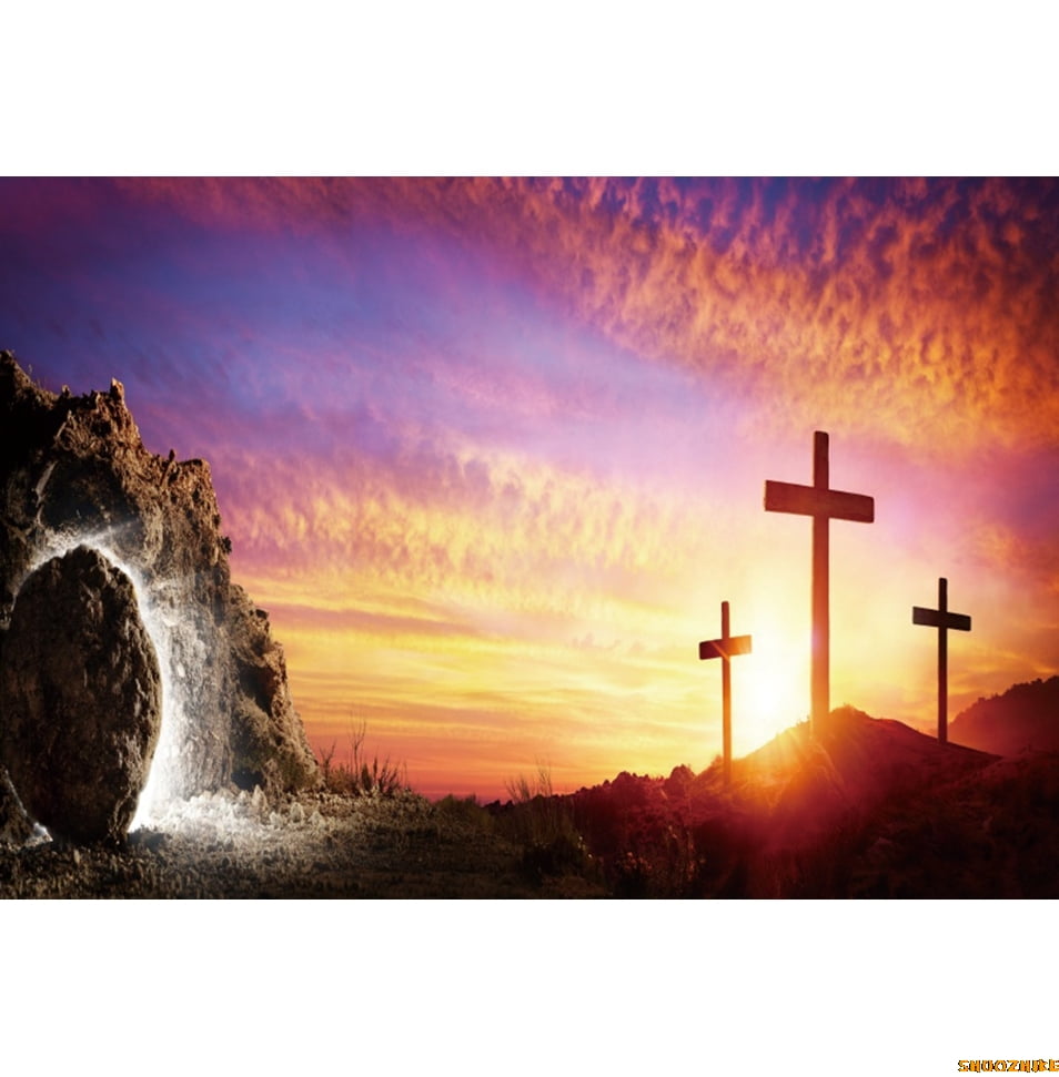 Jesus Christ Cross Backdrop Sunrise Sunset Mountain Crucifix Pray ...