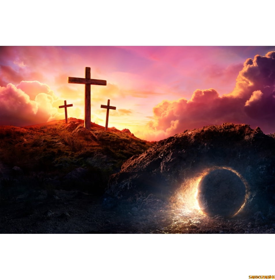 Jesus Christ Cross Backdrop Sunrise Sunset Mountain Crucifix Pray ...