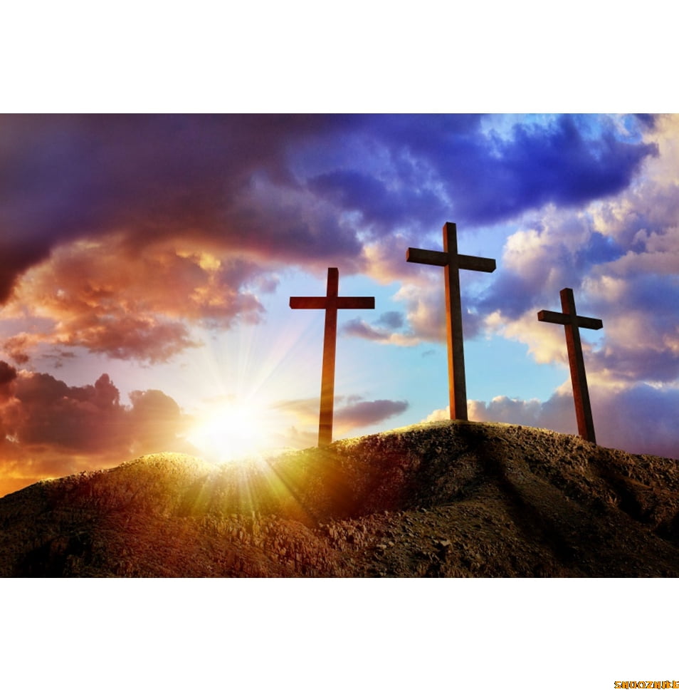 Jesus Christ Cross Backdrop Sunrise Sunset Mountain Crucifix Pray ...