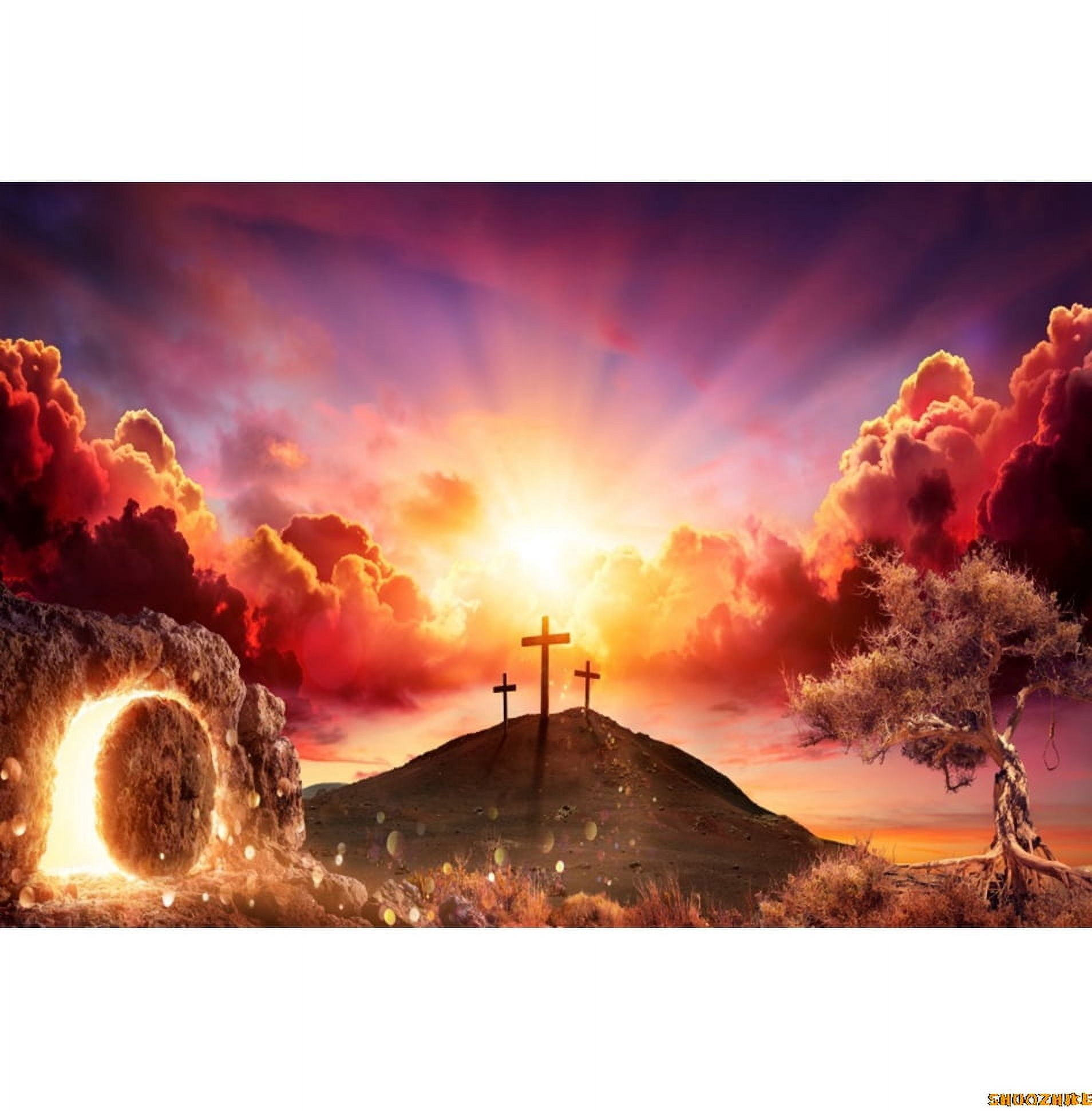 Jesus Christ Cross Backdrop Sunrise Sunset Mountain Crucifix Pray ...