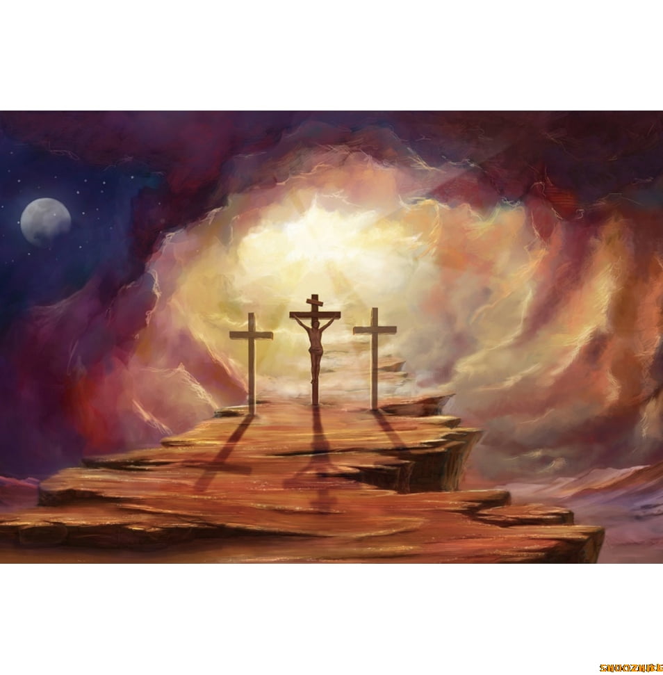 Jesus Christ Cross Backdrop Sunrise Sunset Mountain Crucifix Pray ...