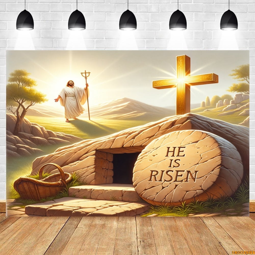 Jesus Christ Cross Photography Backdrop Christian Nativity Sce Sunset ...