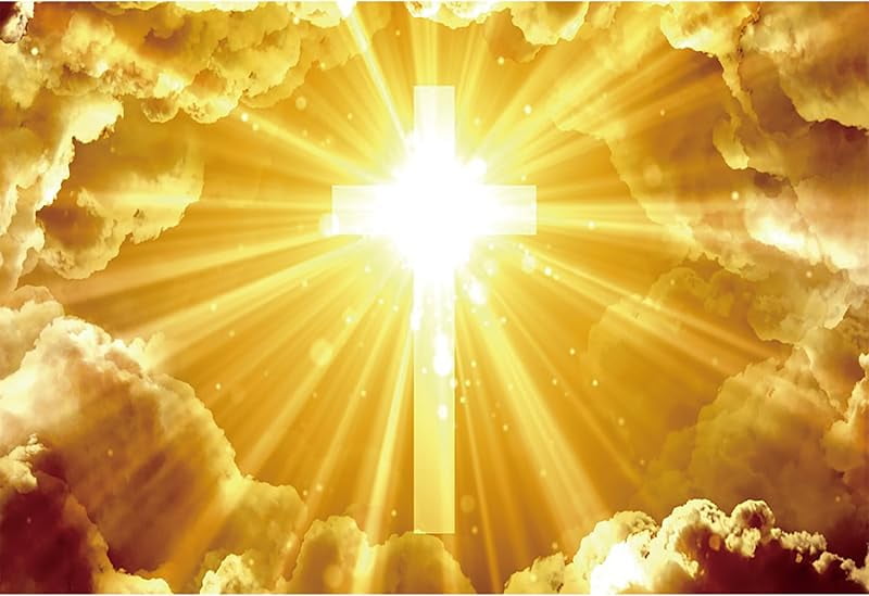 Jesus Christ Cross Photography Backdrop Golden Sunset Holy Light ...