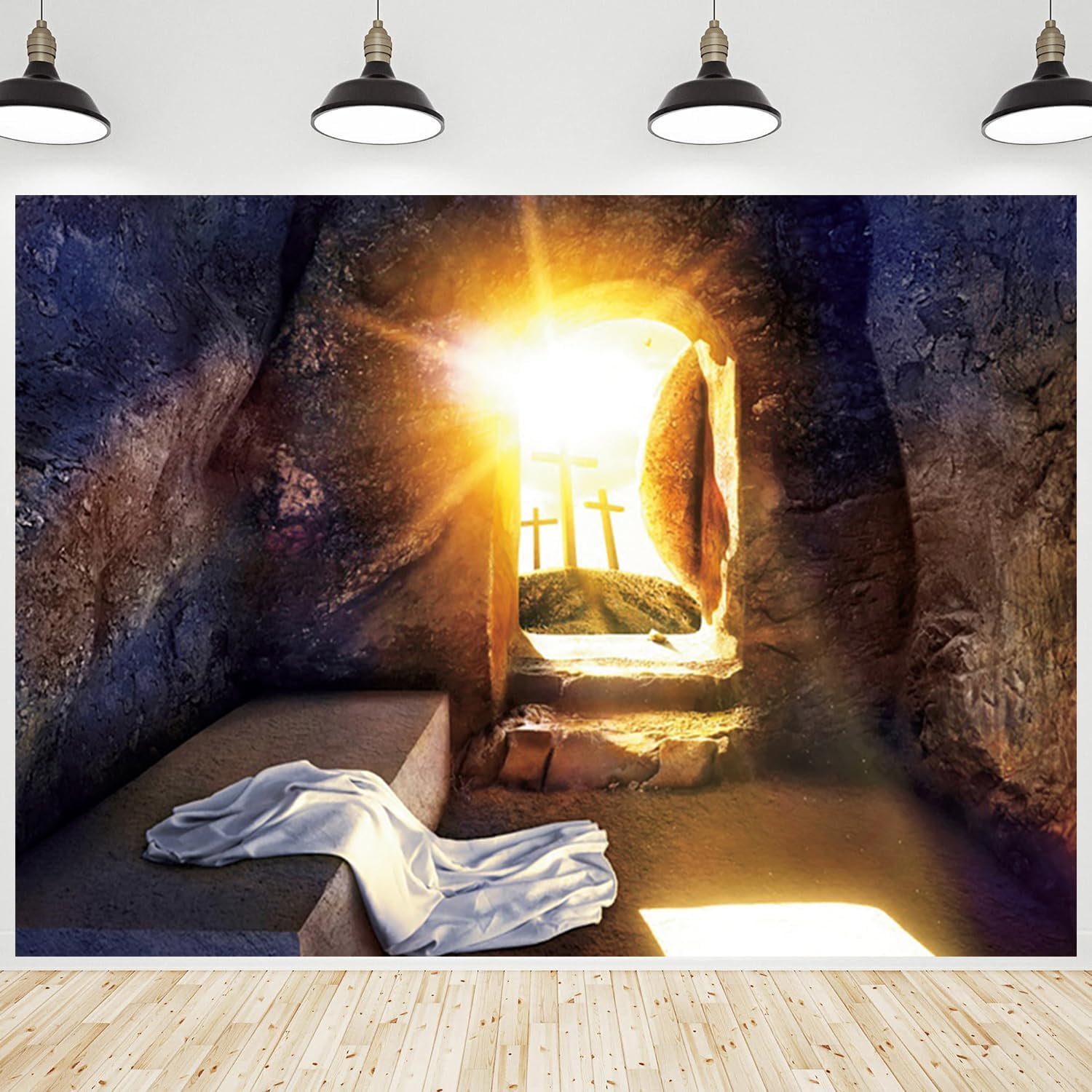 Jesus Christ Cross Stone Cave He is Risen Prayer Background Easter ...
