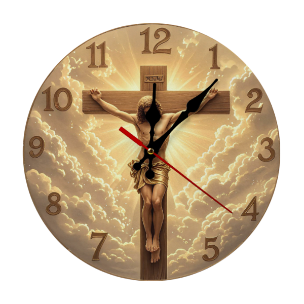 Jesus Christ Crucifixion Silent Wall Clock Religious Home Decor 10-Inch ...