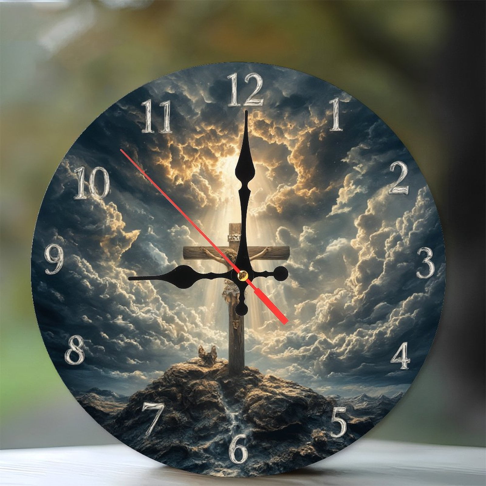 Jesus Christ Crucifixion Wall Clock Christian Faith Heaven Clouds Art ...
