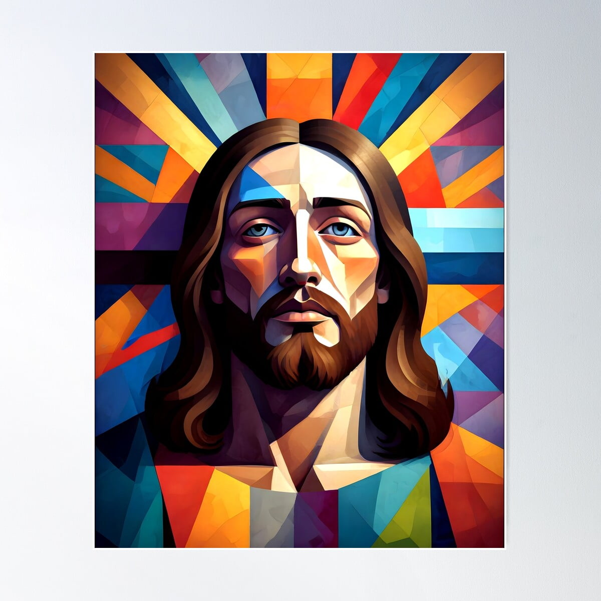 Jesus Christ Cubism Style Poster Wall Art, Modern Wall Decor For Living ...