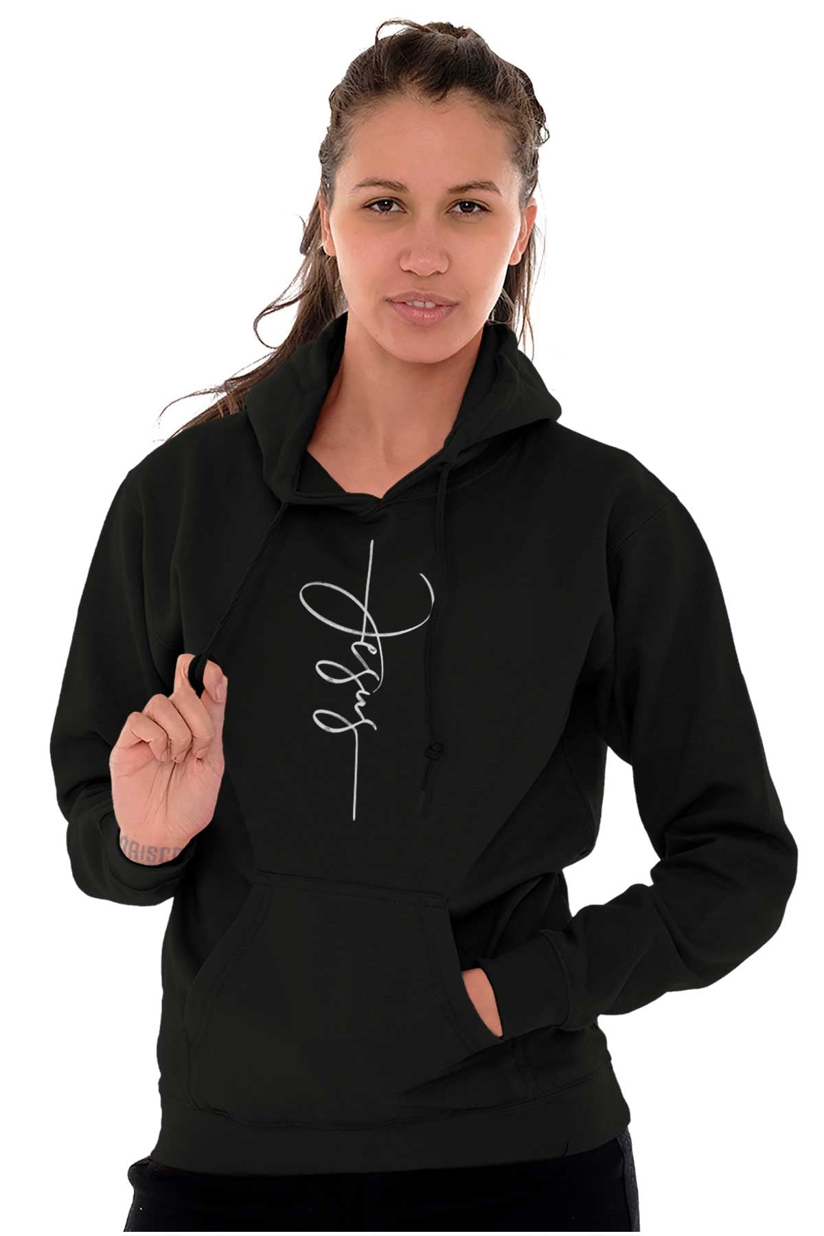 Jesus Christ Cursive Christian Hoodie Sweatshirt Women Brisco Brands M - Walmart.com