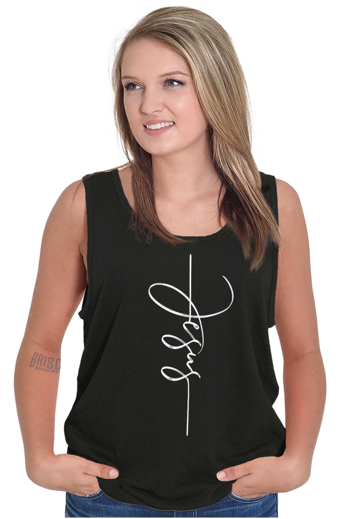 Jesus Christ Cursive Christian Tank Top Tee Shirt Women Brisco Brands L ...