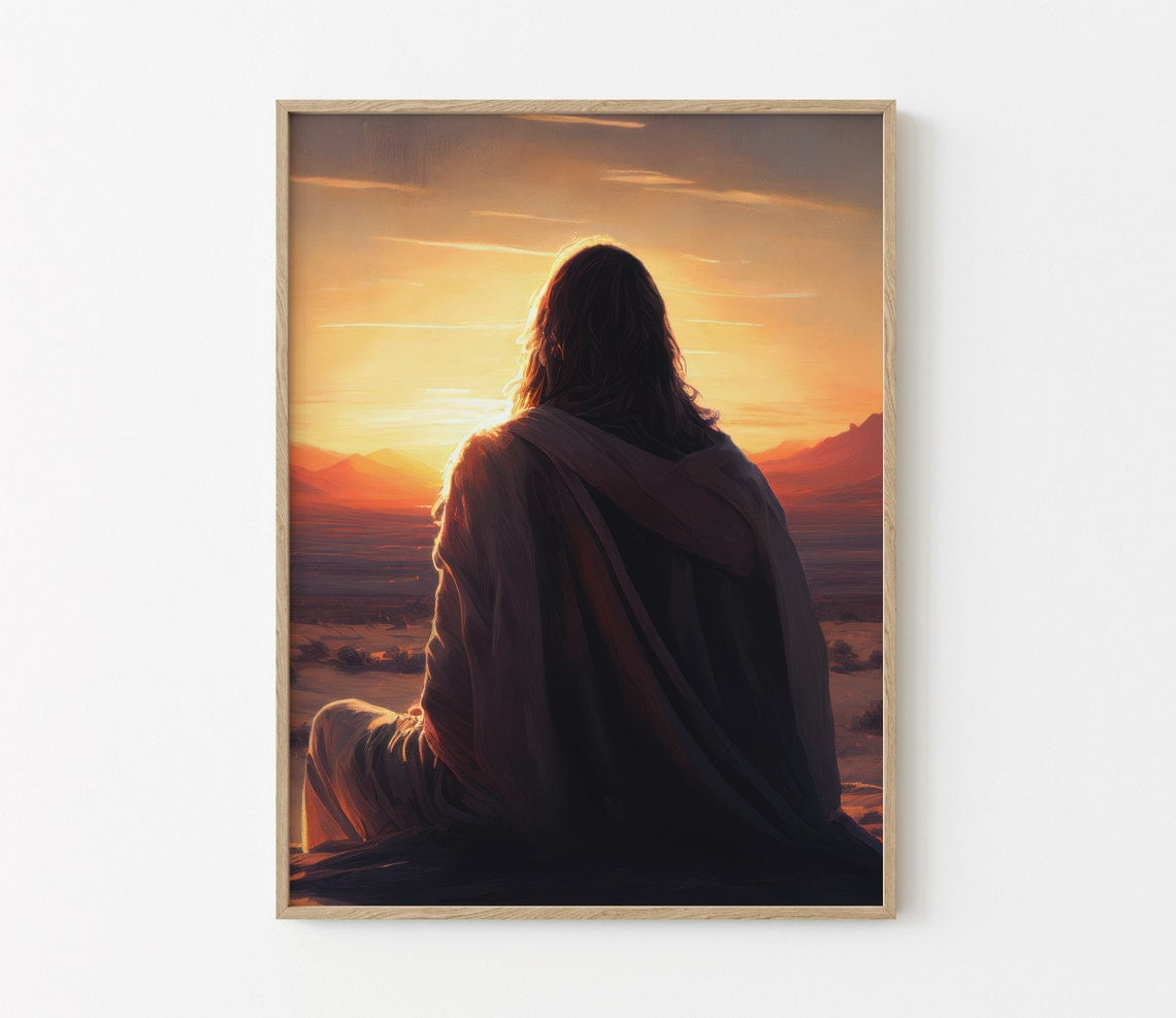 Jesus Christ In The Desert Original Oil Painting Print, Lent, Jesus ...
