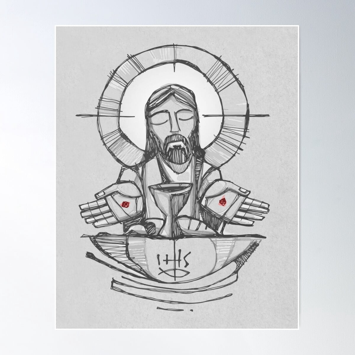 Jesus Christ Eucharist Illustration Poster Wall Art, Modern Wall Decor ...