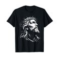 Jesus Christ Face with Crown of Thorns Serenity Black T-Shirt - Faith ...