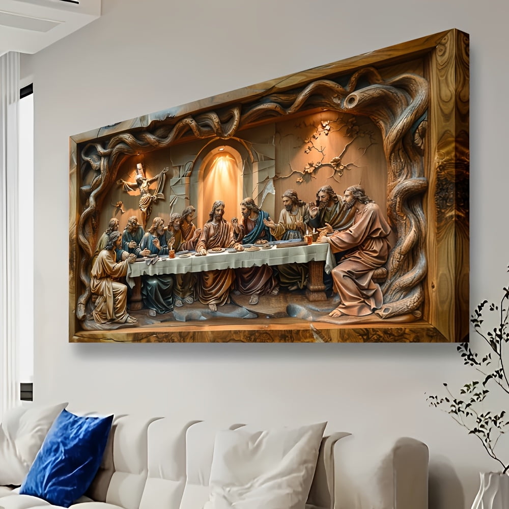 "Jesus Christ Framed Canvas - Modern 2D Wall Art w/Pine Wood Frame ...