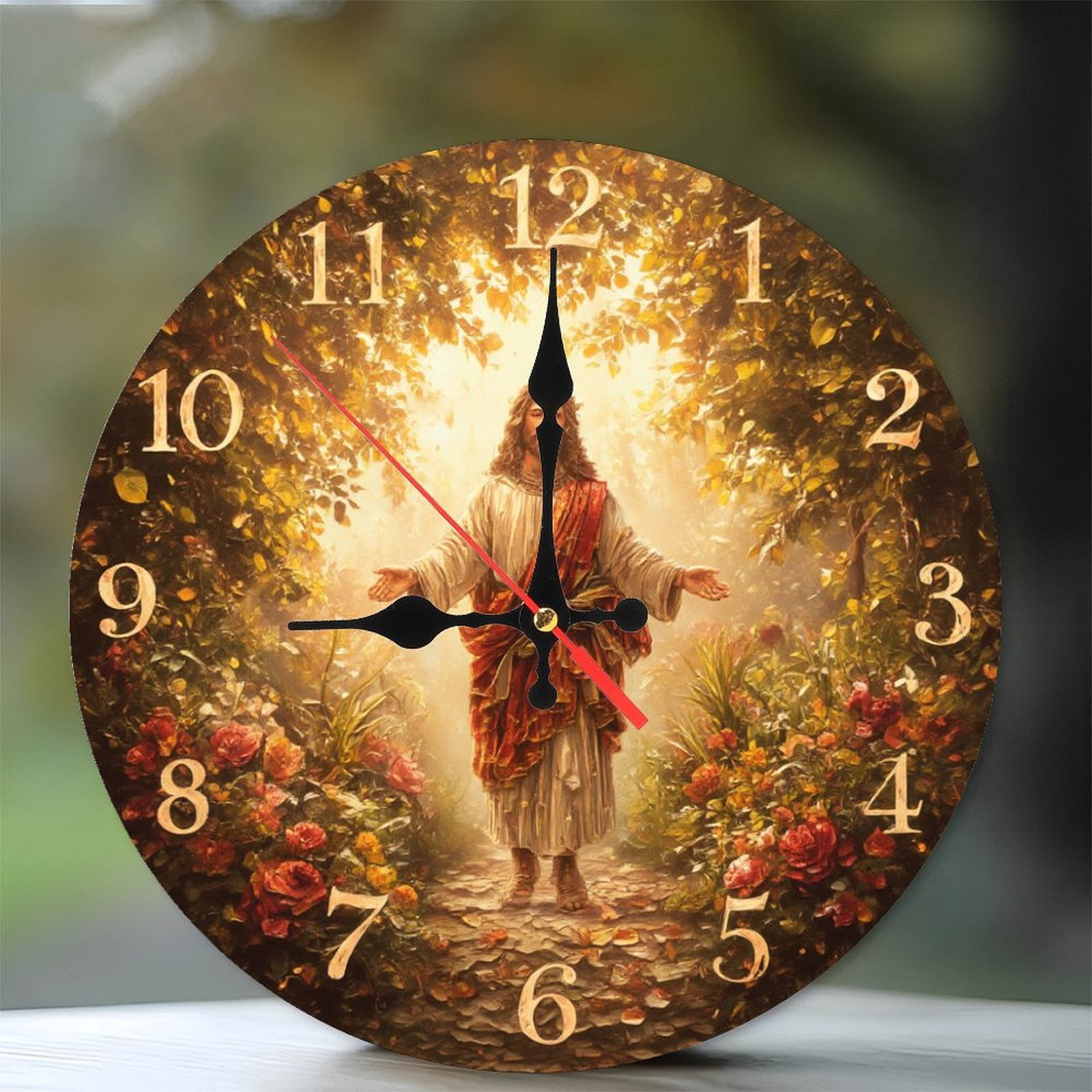 Jesus Christ Garden Wall Clock Religious Home Decor 10-Inch Silent ...