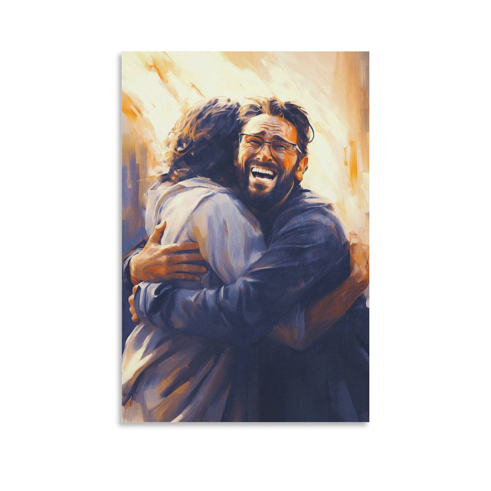 Jesus Christ Hugging Man Wall Art First Moment in Heaven Poster Canvas ...
